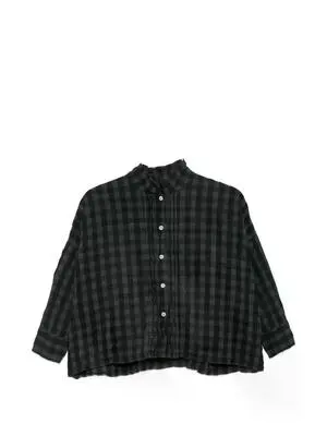 RICORRROBE Gingham-pattern Ruffled-detail Shirt