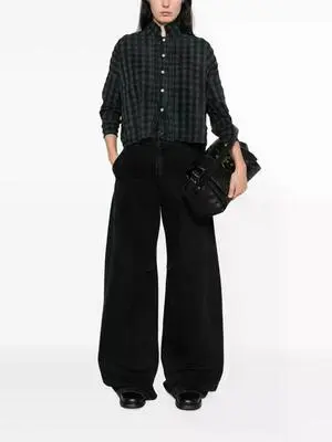 RICORRROBE Gingham-pattern Ruffled-detail Shirt