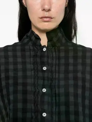 RICORRROBE Gingham-pattern Ruffled-detail Shirt