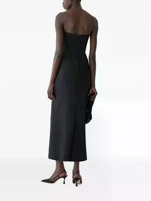 Carolina Herrera Calla Lily Brooch Strapless Midi Dress
