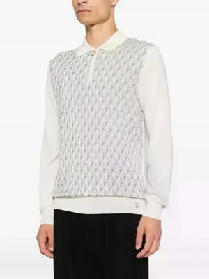 Stefano Ricci Geometric-pattern Long-sleeve Polo Shirt