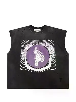 SATOSHI NAKAMOTO Distressed Logo-print Vest