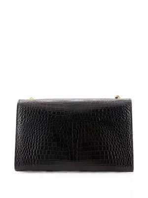 Saint Laurent Monogram Tassel Crocodile Embossed Leather Medium Crossbody Bag