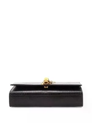 Saint Laurent Monogram Tassel Crocodile Embossed Leather Medium Crossbody Bag