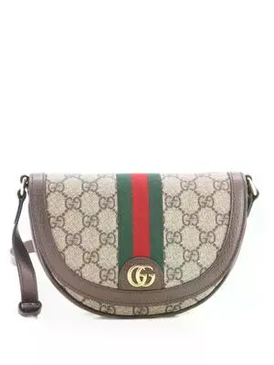 Gucci Ophidia Curved Flap Shoulder Bag Gg Coated Canvas Mini Crossbody Bag - Brown