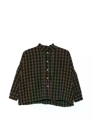 RICORRROBE Gingham-check Ruffled-detail Shirt