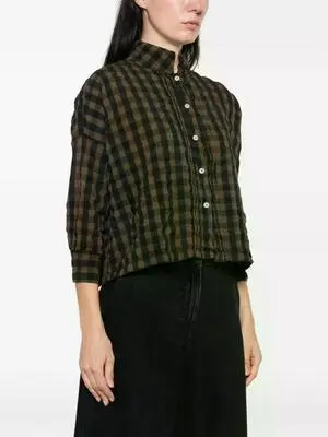RICORRROBE Gingham-check Ruffled-detail Shirt
