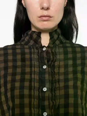 RICORRROBE Gingham-check Ruffled-detail Shirt