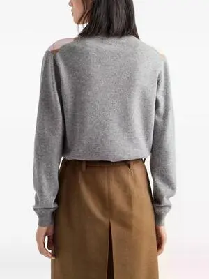 Prada Argyle Cashmere V-neck Sweater