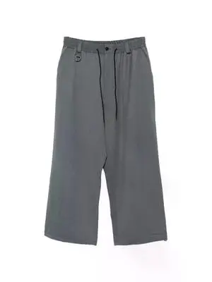 Y3 X Yohji Yamamoto Wide Leg Drawstring Trousers - Grey