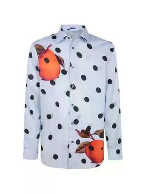 Paul Smith Polka-dot Pear-print Shirt - Blue