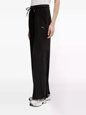 PUMA Ribbed-knit Track Pants - Black