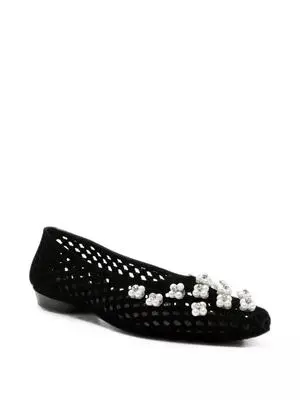 HEAVENLY JELLY Lustre Floral-embellished Perforated Ballet Flats