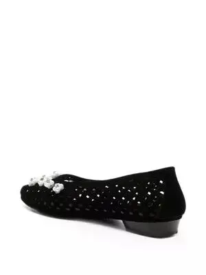 HEAVENLY JELLY Lustre Floral-embellished Perforated Ballet Flats