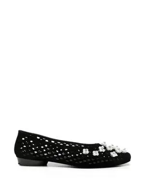 HEAVENLY JELLY Floral-embellished Perforated Ballet Flats