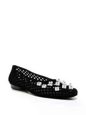 HEAVENLY JELLY Floral-embellished Perforated Ballet Flats