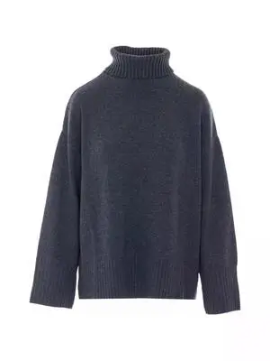 Pinko Roll-neck Ribbed-trim Wool Sweater - Grey