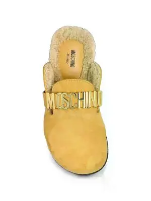 Moschino Logo-plaque Suede Slippers