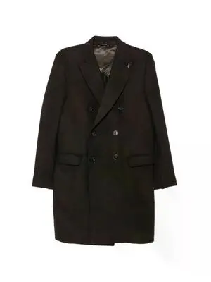 DANIELE ALESSANDRINI Double-breasted Peak-lapels Coat - Brown