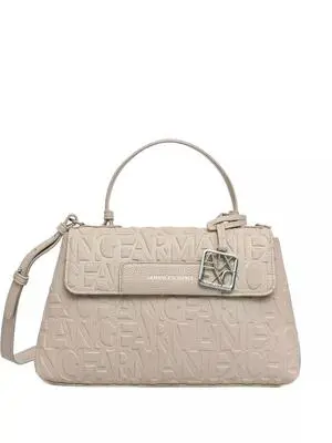 Armani Exchange Embossed Logo Top Handle Handbag With Adjustable Strap - Neutrals