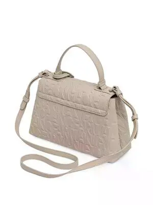 Armani Exchange Embossed Logo Top Handle Handbag With Adjustable Strap - Neutrals