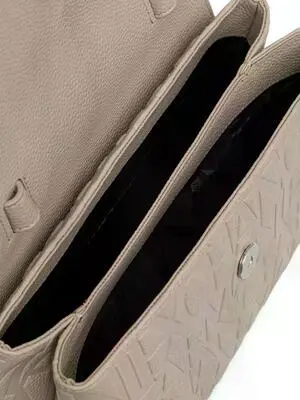 Armani Exchange Embossed Logo Top Handle Handbag With Adjustable Strap - Neutrals