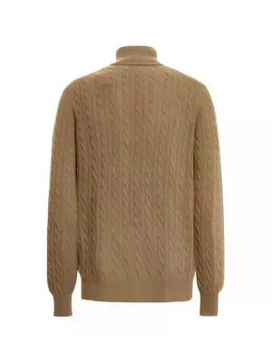 Malo Cable Knit Roll Neck Sweater - Neutrals