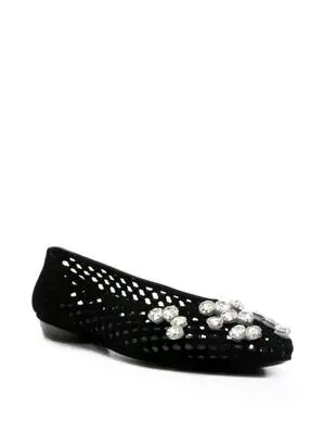 HEAVENLY JELLY Lustre Crystal-embellished Laser-cut Ballet Flats - Black