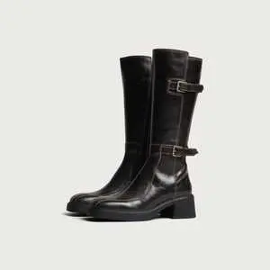 MIISTA Jarmila Knee-high Buckled Leather Boots