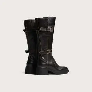 MIISTA Jarmila Knee-high Buckled Leather Boots