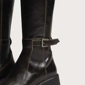 MIISTA Jarmila Knee-high Buckled Leather Boots