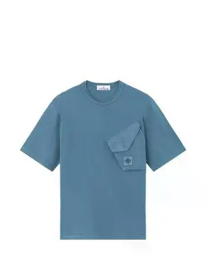 Stone Island 2100008 Organic-cotton Jersey Regular-fit T-shirt With Chest Pocket - Blue