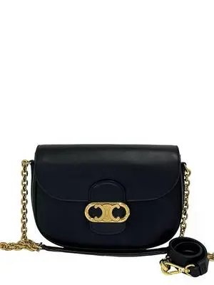 Celine 2014 Medium Calfskin Triomphe Chaine Maillon Crossbody Bag - Black
