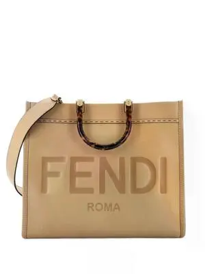 Fendi Sunshine Shopper Leather Medium Tote Bag - Neutrals
