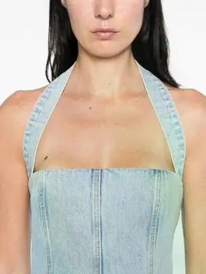 Retrofete Halterneck Denim Mini Dress