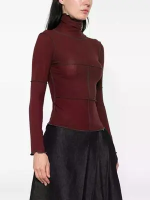 BASERANGE Exposed Seam Ribbed Knit High Neck Top