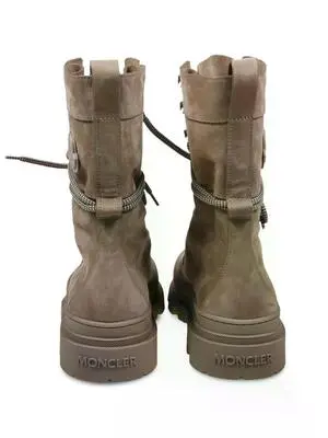 Moncler Vera Lace-up Logo-patch Boots - Green