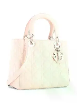 Dior Lady Nm Bag Cannage Quilt Grained Lambskin Medium Satchel - Neutrals