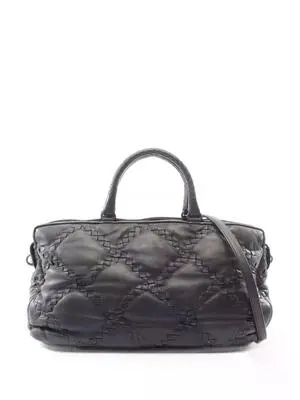 Bottega Veneta 2010s Intrecciato Leather Two-way Handbag - Black