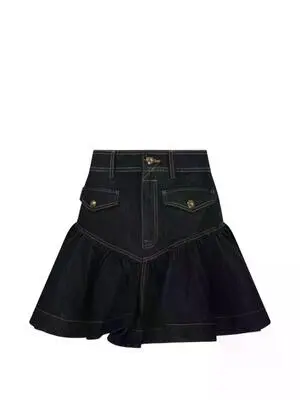 Zimmermann Ruffled Denim Mini Skirt - Blue