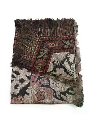 PIERRE-LOUIS MASCIA Jacquard-knit Fringed Scarf - Brown