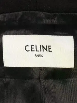 Celine Wool And Leather Hooded Jacket With Appliqué Logo