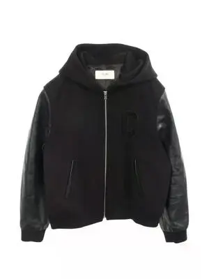 Celine Wool And Leather Hooded Jacket - Black