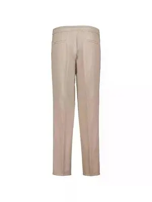 Brunello Cucinelli Drawstring Pleated Cotton Trousers - Neutrals