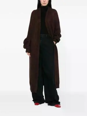 Frenckenberger Ribbed-knit Open-front Cardigan - Brown