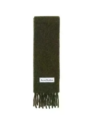 Acne Studios Fringed Logo-patch Scarf - Green
