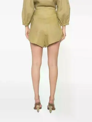 ADRIANA DEGREAS Pleated High-waisted Shorts