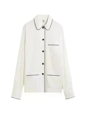 TOTEME Piped-trim Silk Shirt - White
