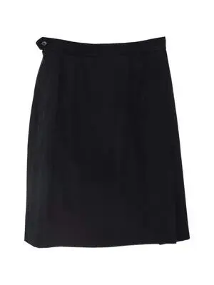 Saint Laurent 1980s Pleated Button-fastening Skirt - Black