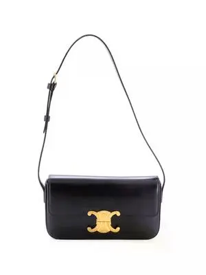 Celine Triomphe East-west Smooth Calfskin Shoulder Bag - Black